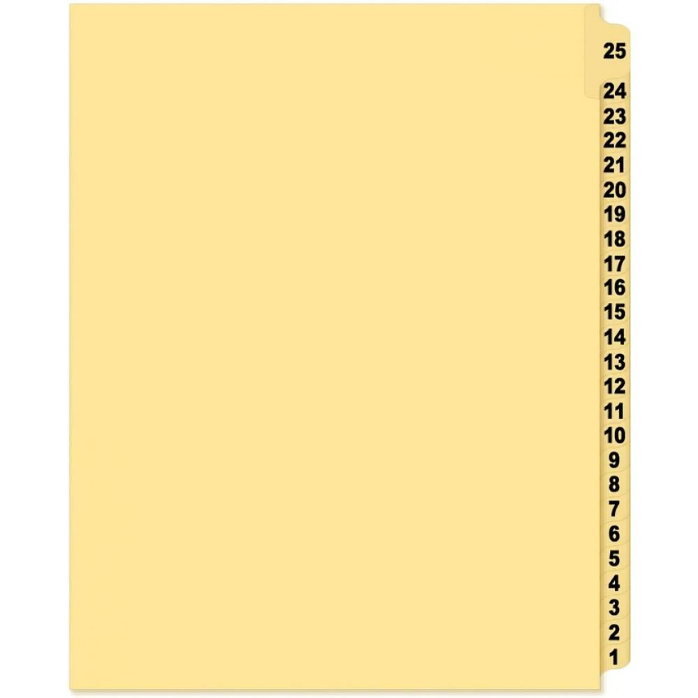Supreme Litigation Tabs 25th Cut Reverse Numeric Set 11" Buff #25-1 ...